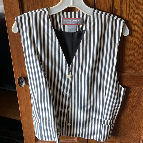 Et Vous | Jackets & Coats | Et Vous Black And White Striped Vest | Poshmark